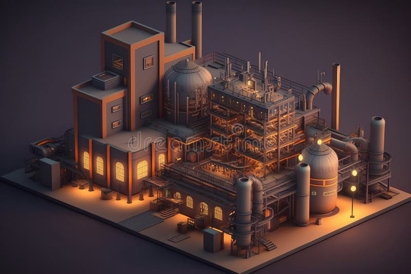 Isometric Factory Building with Pipes. Generative AI Stock Image ...