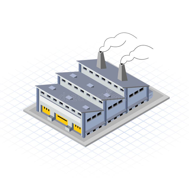 Isometric Factory Building Vector Illustration Stock Vector ...