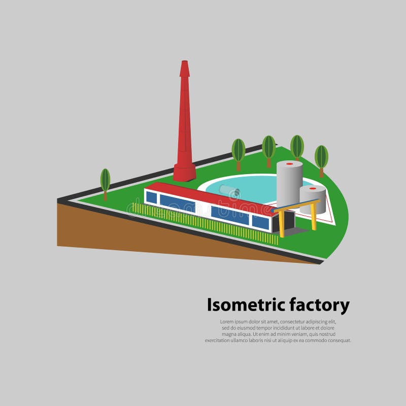 Isometric Factory Vector Illustration Stock Vector - Illustration of ...