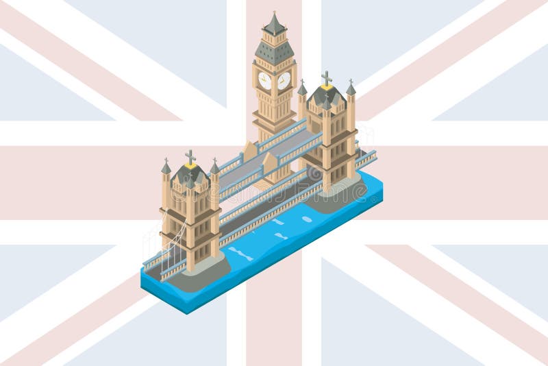 Isometric Famous Place in London Tower Bridge, Vector Illustration ...