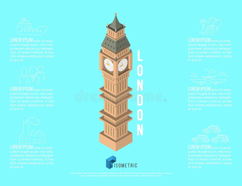 Isometric Famous Place in London Tower Bridge, Vector Illustration ...