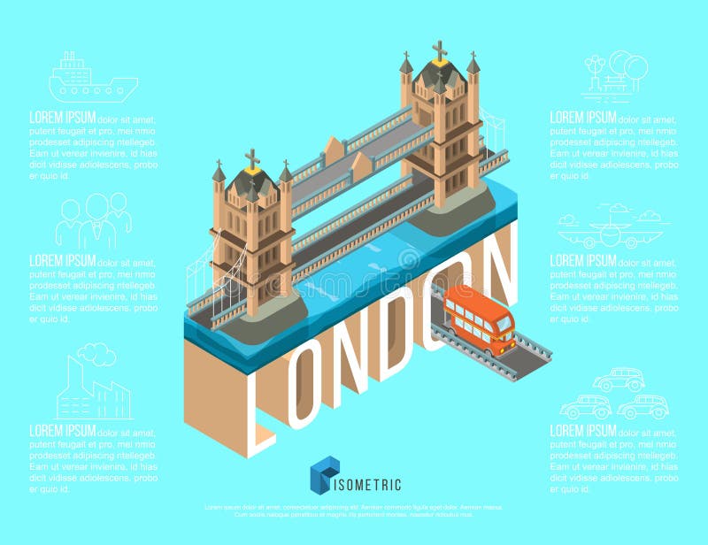 Isometric Famous Place in London Tower Bridge, Vector Illustration ...