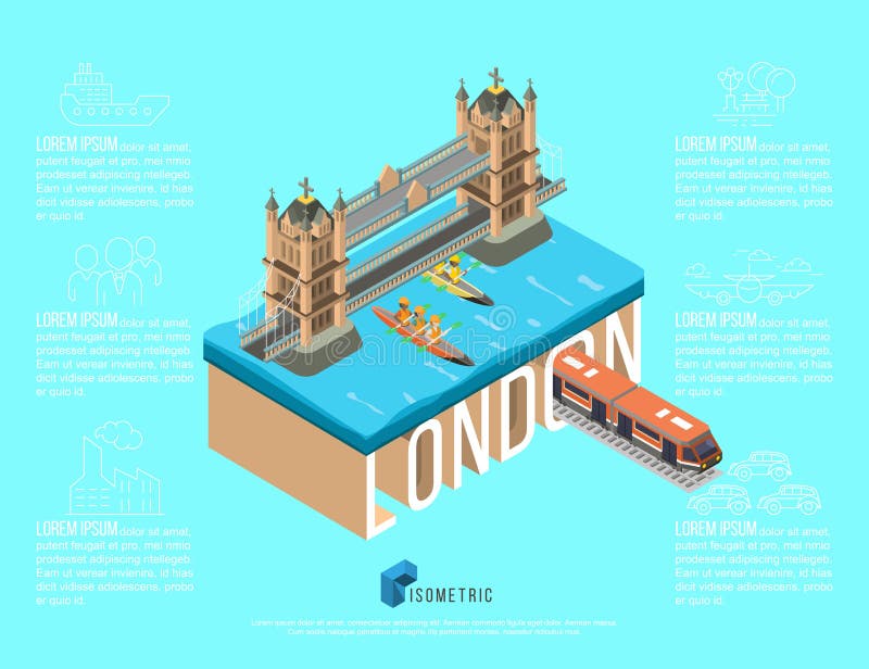 Isometric Famous Place in London Tower Bridge, Vector Illustration ...