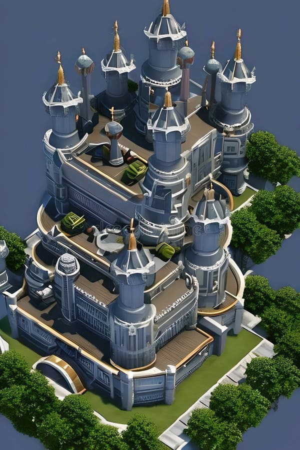 Isometric fantasy castle stock illustration. Illustration of kingdom ...