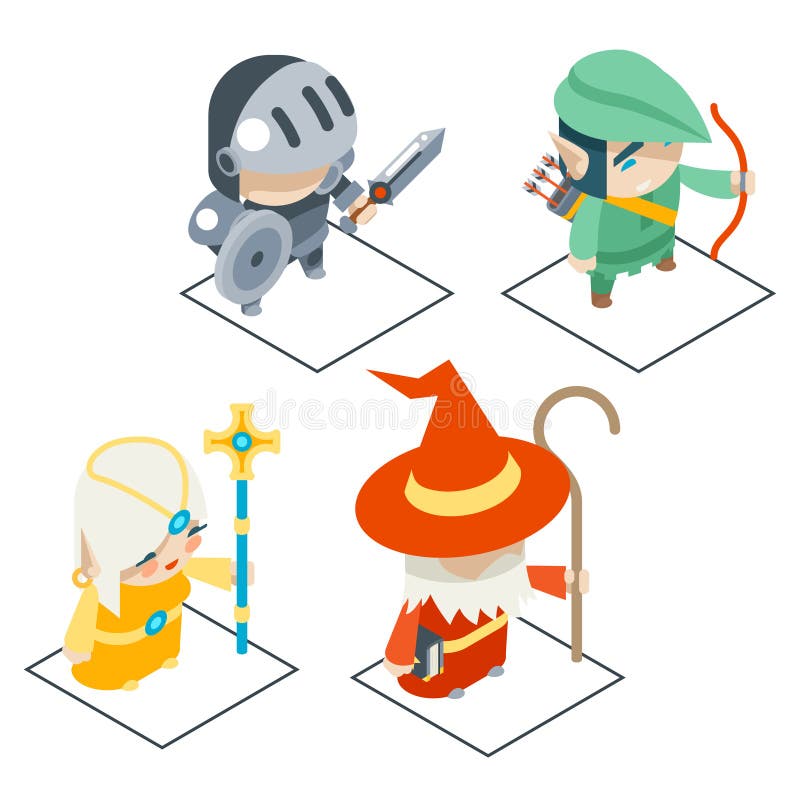 Isometric Fantasy RPG Game Character Vector Icons Set Illustration ...