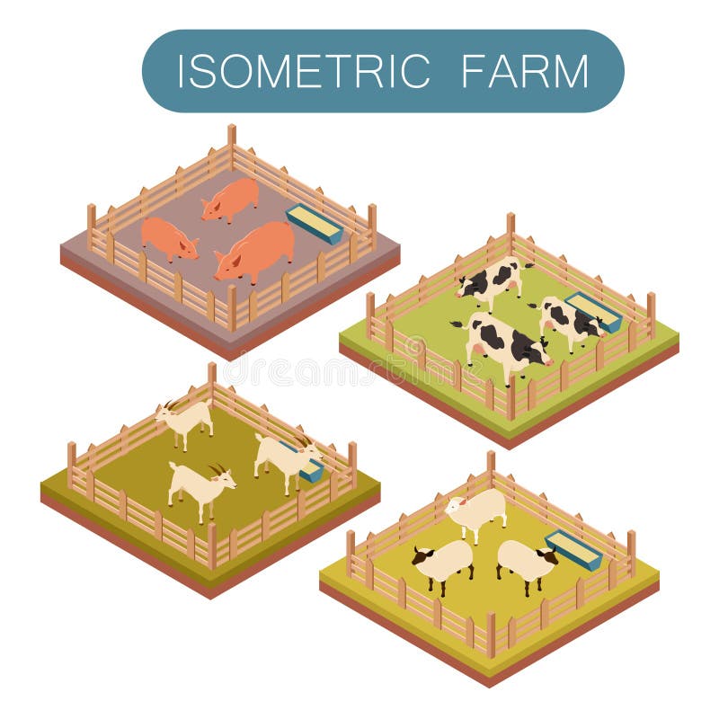 Isometric Farm Set Tiles stock vector. Illustration of nature - 46726354