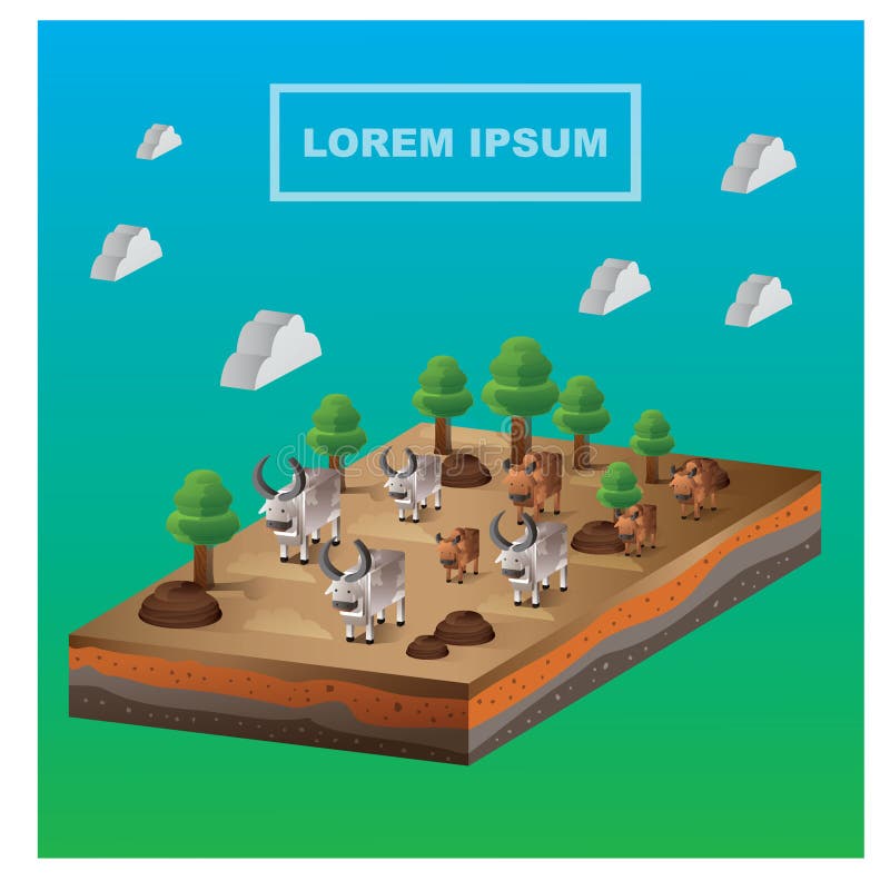 Isometric Farm Animals. Vector Illustration Decorative Design Stock ...