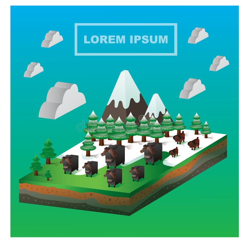 Isometric Farm. Vector Illustration Decorative Design Stock Vector ...