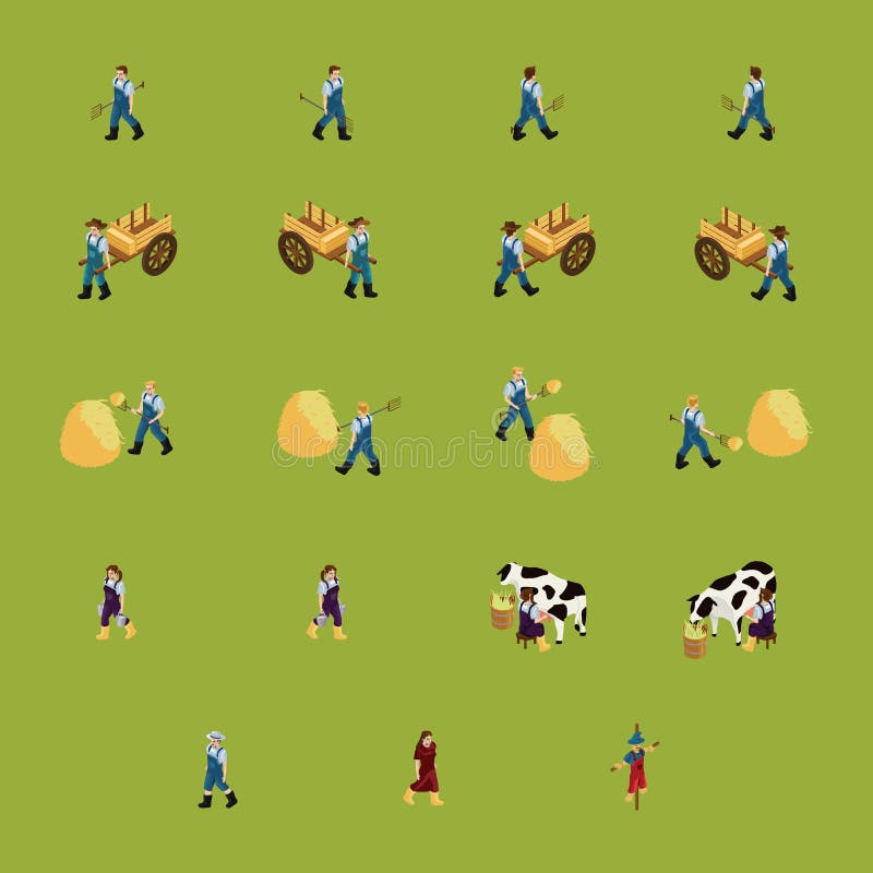 Isometric Farming Icons. Vector Illustration Decorative Design Stock ...