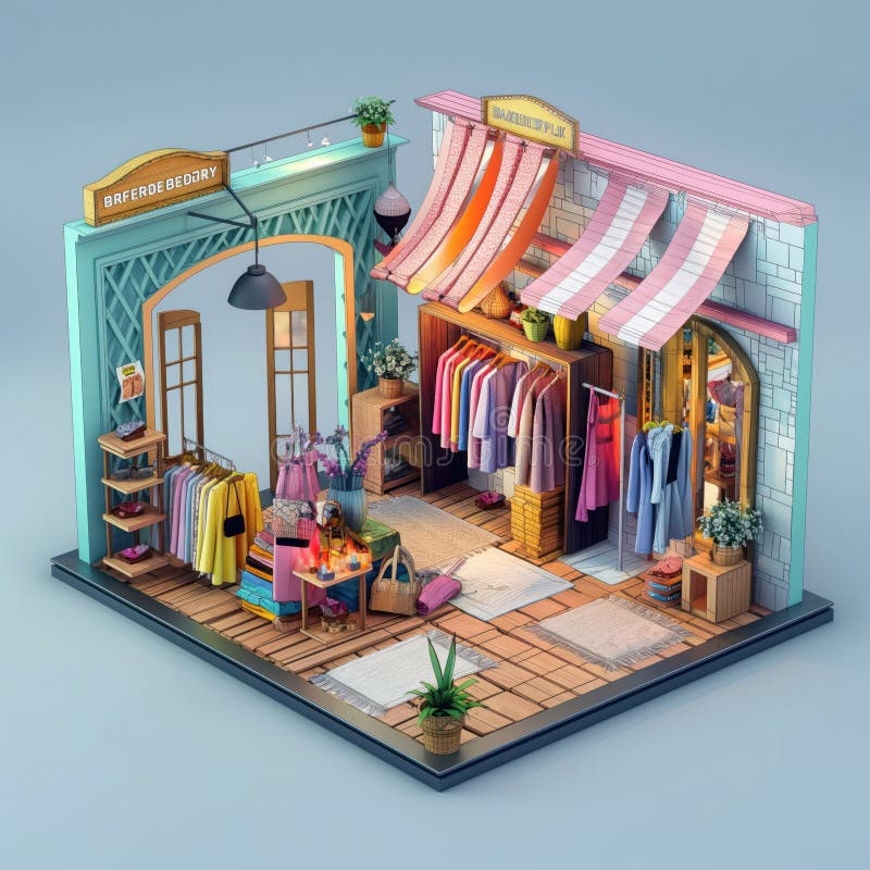Isometric Fashion Store Interior Design Stock Illustration ...