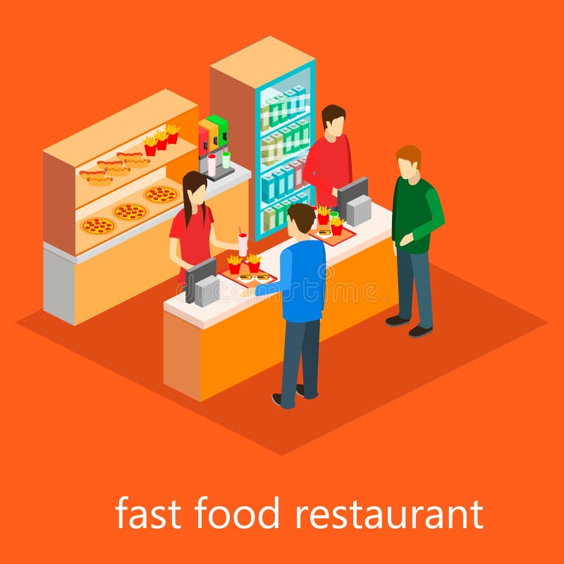Isometric Fast Food Restaurant Stock Illustration - Illustration of ...
