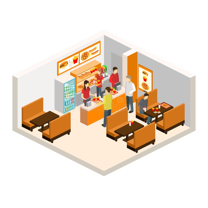 Isometric Fast Food Restaurant Stock Illustration - Illustration of ...