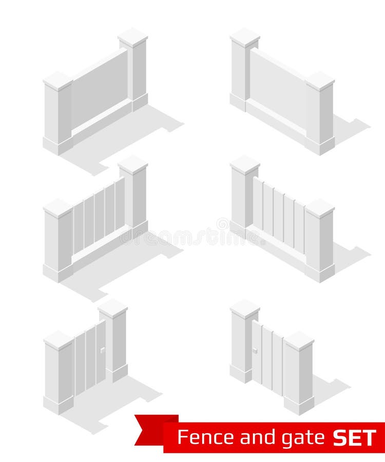 Isometric City and Park Elements Set. Stock Vector - Illustration of ...