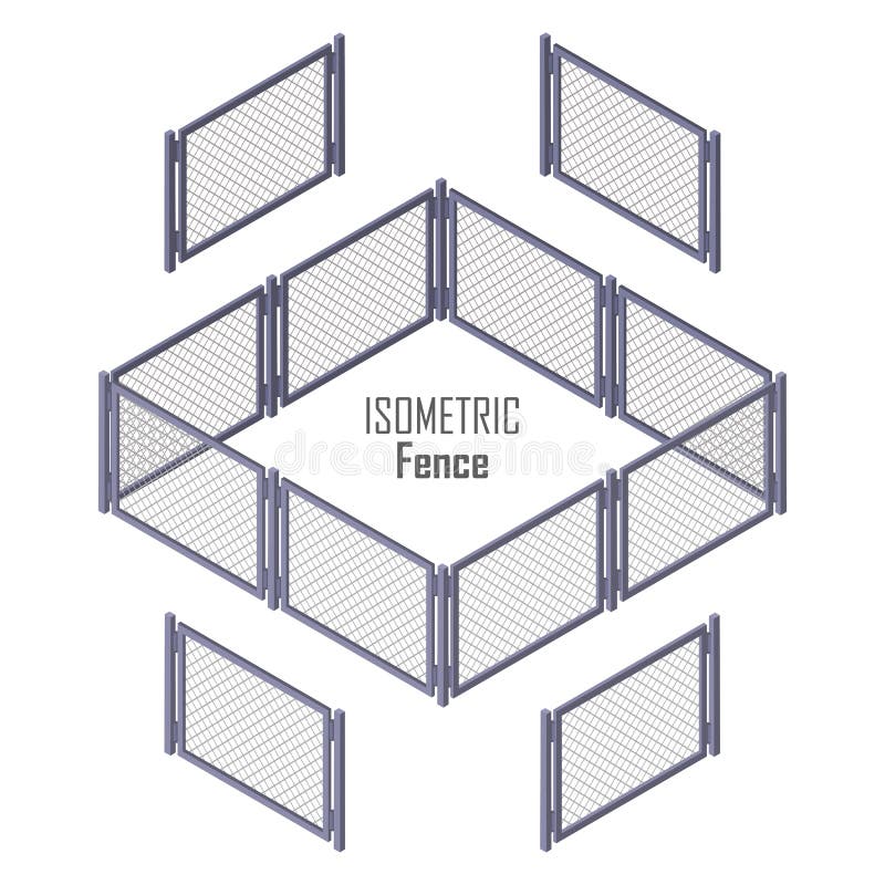 Isometric Fence in Light Colors Isolated on White. Stock Vector ...