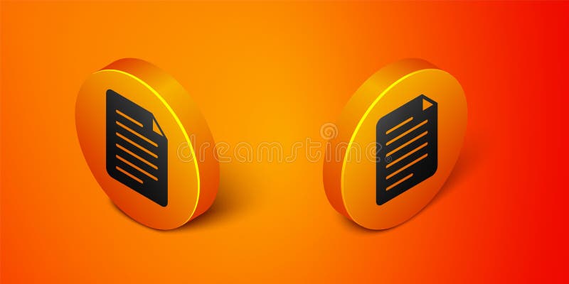 Isometric File Document Icon Isolated on Orange Background. Checklist ...