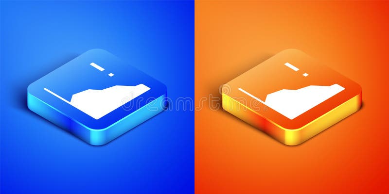 Isometric Financial Growth Decrease Icon Isolated on Blue and Orange Background. Increasing ...