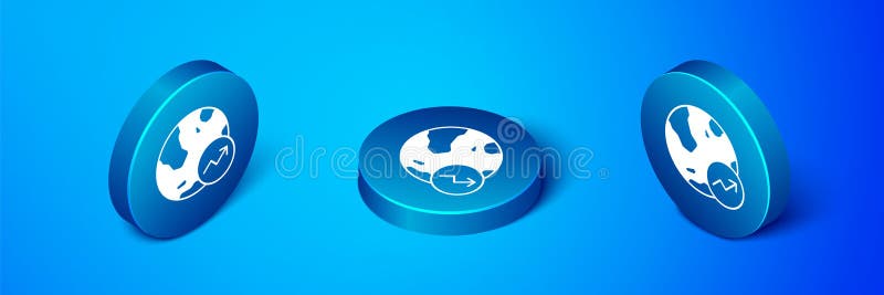 Isometric Financial Growth Increase Icon Isolated on Blue Background. Increasing Revenue. Blue ...