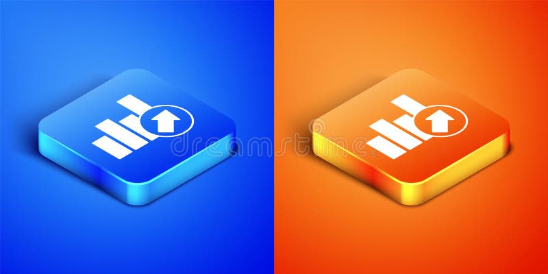 Isometric Financial Growth Increase Icon Isolated on Blue and Orange ...
