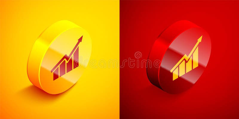 Isometric Financial Growth and Dollar Coin Icon Isolated on Blue and Purple Background ...
