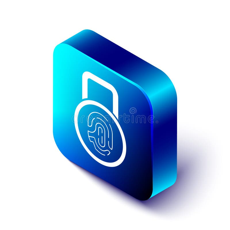 Isometric Fingerprint with Lock Icon Isolated on White Background. ID ...