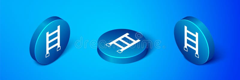 Isometric Fire Escape Icon Isolated on Blue Background. Pompier Ladder ...