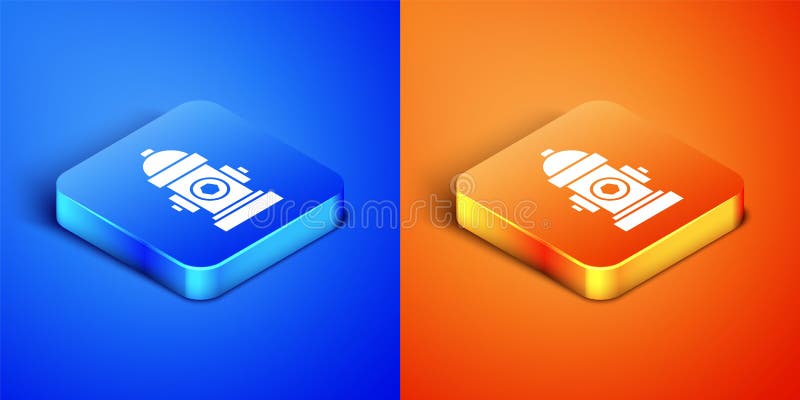 Isometric Fire Hydrant Icon Isolated on Blue and Orange Background ...