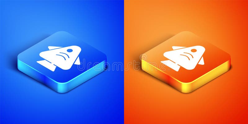Isometric Fish Icon Isolated on Blue and Orange Background. Square ...