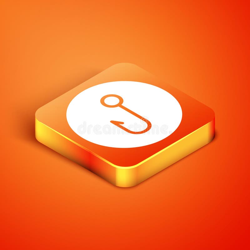 Isometric Fishing Hook Icon Isolated on Orange Background. Fishing ...