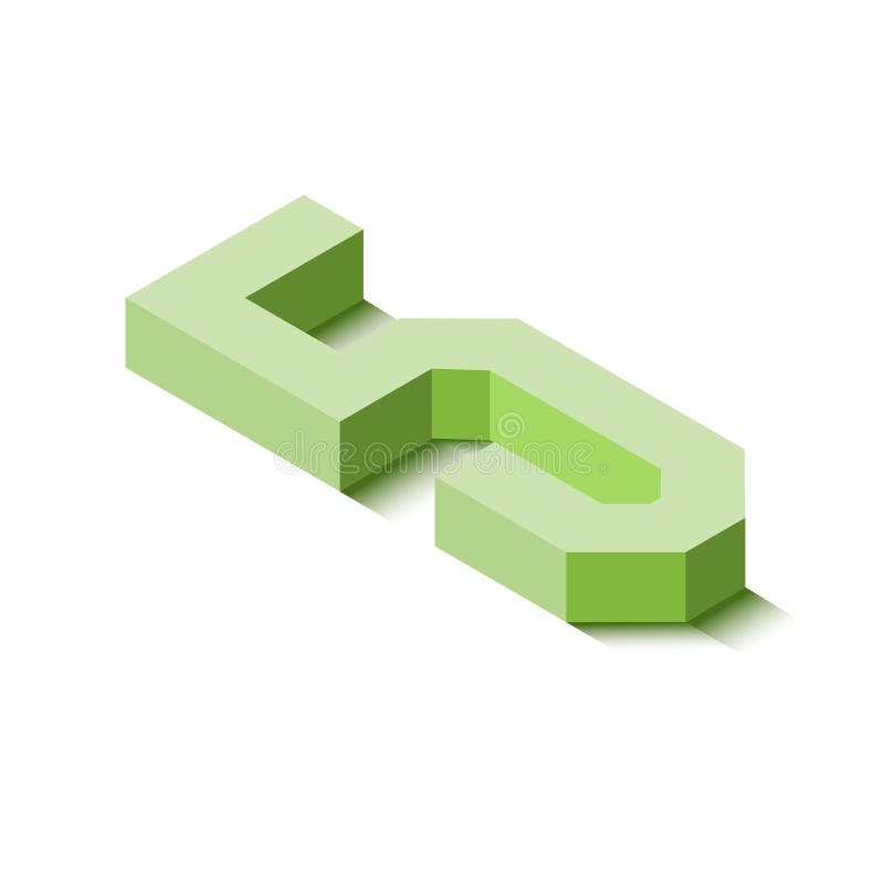 Isometric Five Green Icon, 3d Character with Shadow Stock Illustration ...