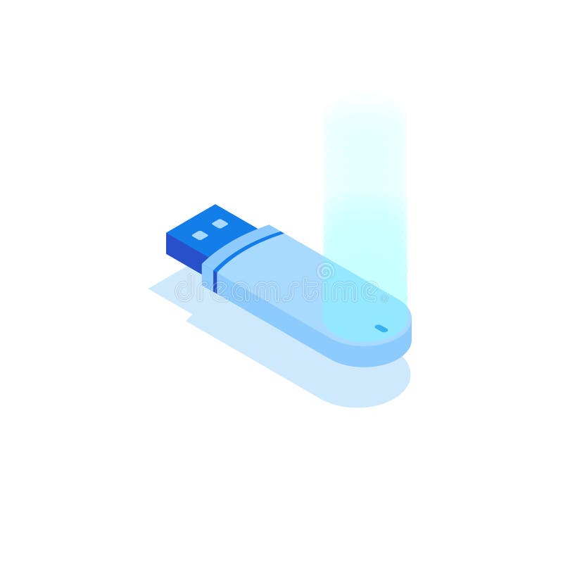 Isometric USB Flash Drive Icon Isolated on Blue and Purple Background ...