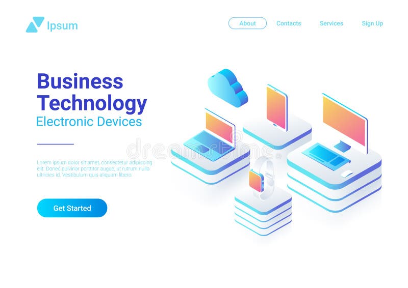 Isometric Flat Computer Laptop Smartphone Mobile C Stock Vector ...