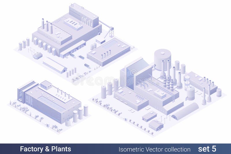 Isometric Flat 3D Architecture Building Vector Collection: Factory ...