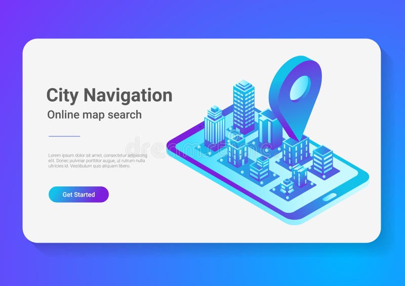 Isometric Flat 3D City Map Mobile Phone Navigation Stock Vector ...