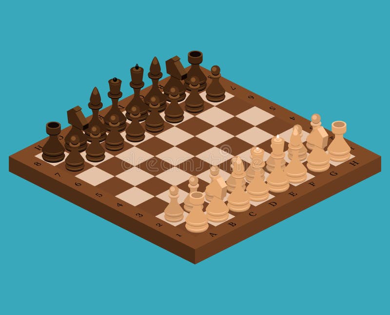 Isometric Flat 3D Concept Chess Pieces with Board Stock Illustration ...