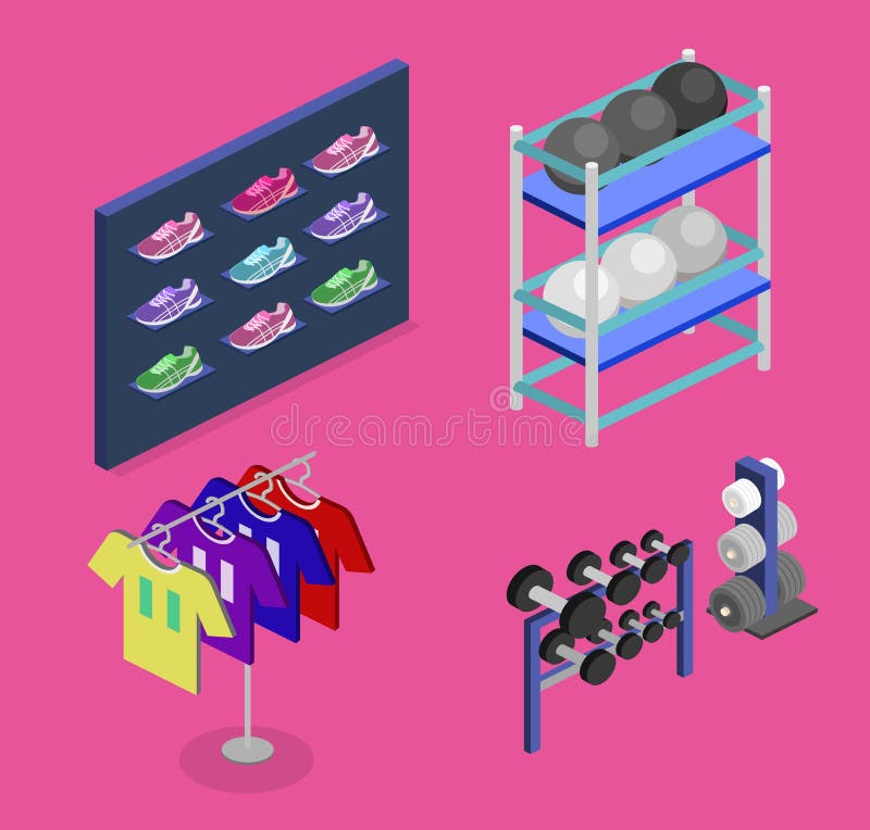 Isometric Flat 3D Concept Goods for the Sports Shop. Stock Illustration ...