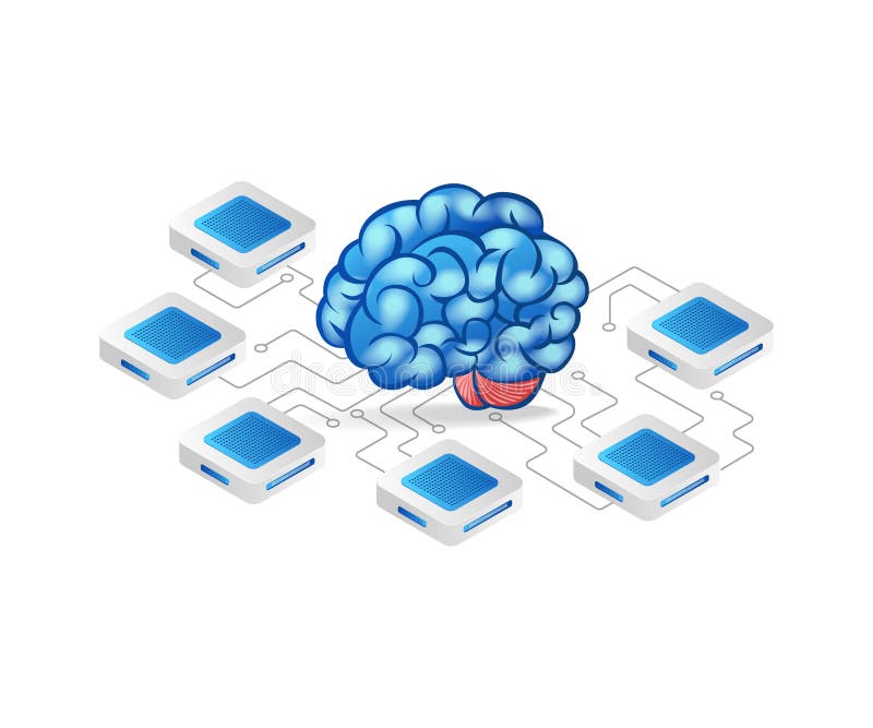 Flat 3d Concept Illustration of Brain Center Network Artificial ...