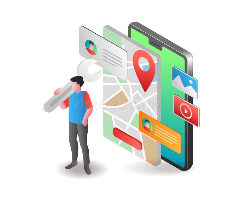 3d Concept Illustration Build Map App for Smartphone Stock Illustration ... 3d Concept Illustration Build Map App for Smartphone Stock Illustration ...