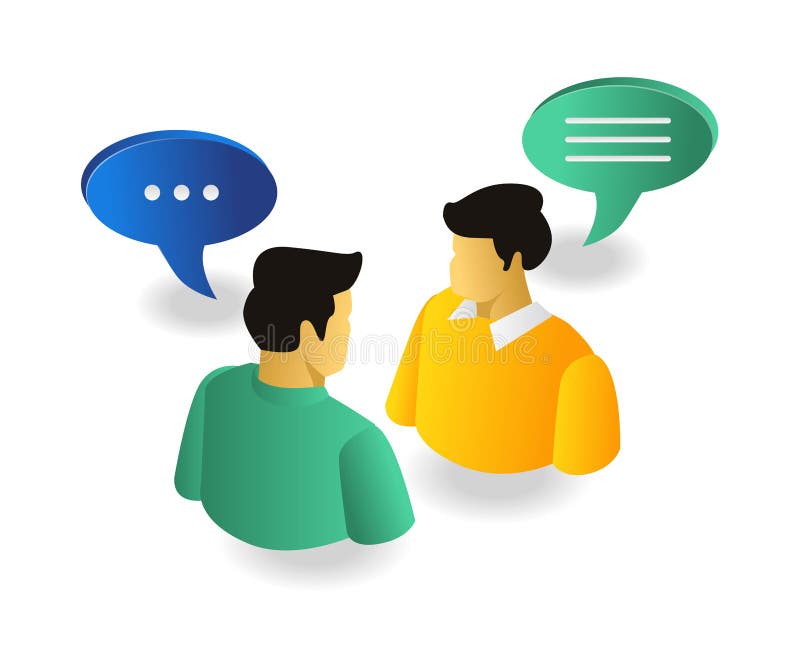 Isometric Flat 3d Concept Illustration of Two Men Talking Stock ...