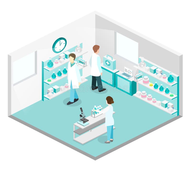 Isometric Flat 3D Concept Interior of Science Laboratory. Stock ...