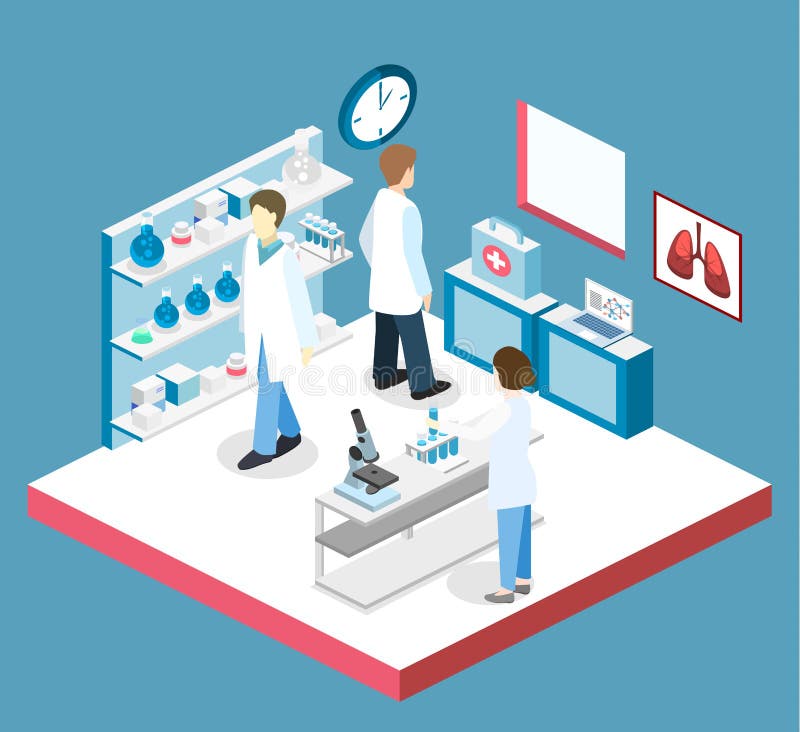 Isometric Flat 3D Concept Interior of Science Laboratory. Stock ...