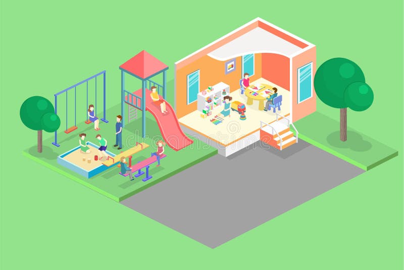Isometric Flat 3D Concept Web Kids Playground Set. Stock Illustration ...