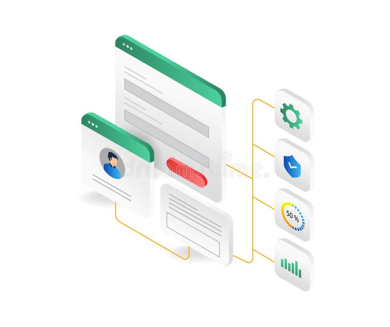 Isometric Flat 3d Illustration Concept of Personal Data Analyst Screen ...