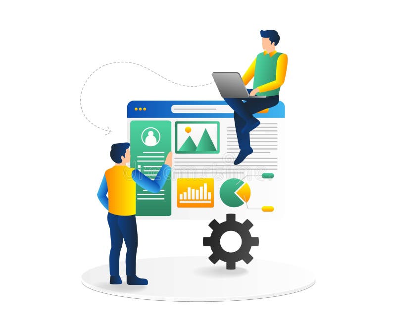 Isometric Flat 3d Illustration Concept of a Team Working on a ...