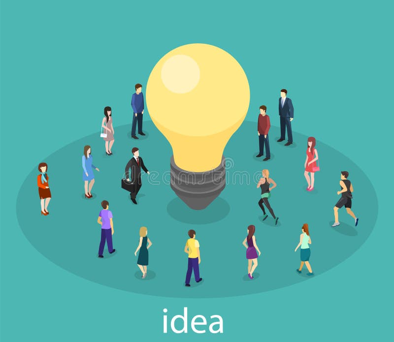 Isometric Flat 3D Isolated Business Idea Concept. People Innovation ...