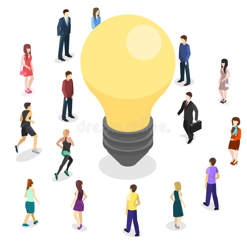Isometric Flat 3D Isolated Business Idea Concept. People Innovation ...