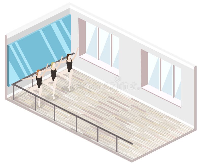 Isometric Flat 3D Isolated Concept Cutaway Interiortraining Dance-hall ...