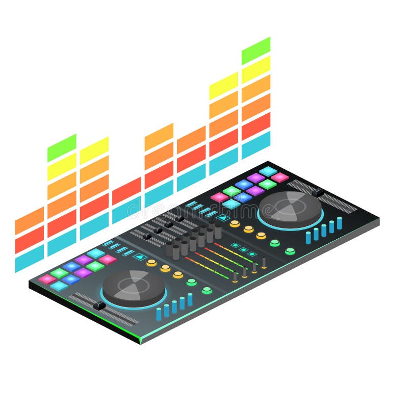 Isometric Flat 3D Isolated Dj Console Stock Illustration - Illustration ...