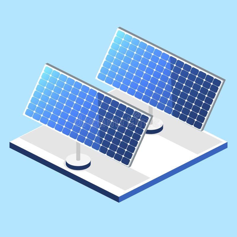 Isometric Flat 3D Outside Solar Panels Stock Illustration ...