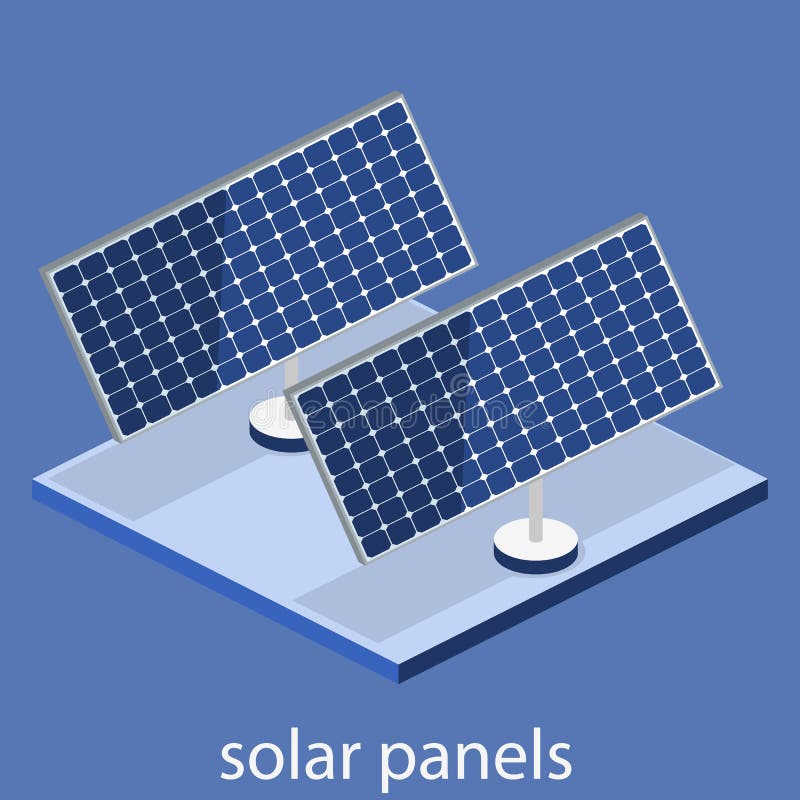 Isometric Flat 3D Outside Solar Panels Stock Illustration ...
