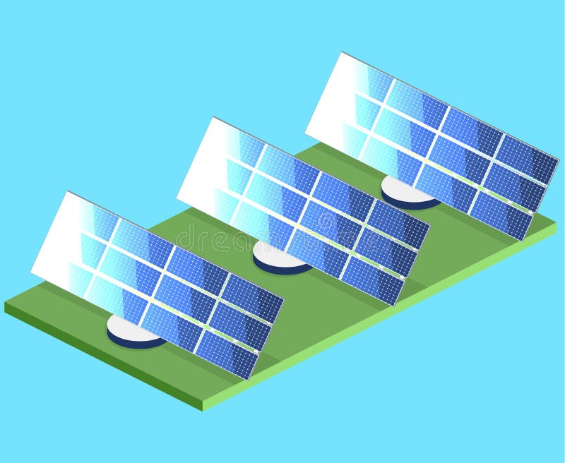 Isometric Flat 3D Outside Solar Panels Stock Illustration ...
